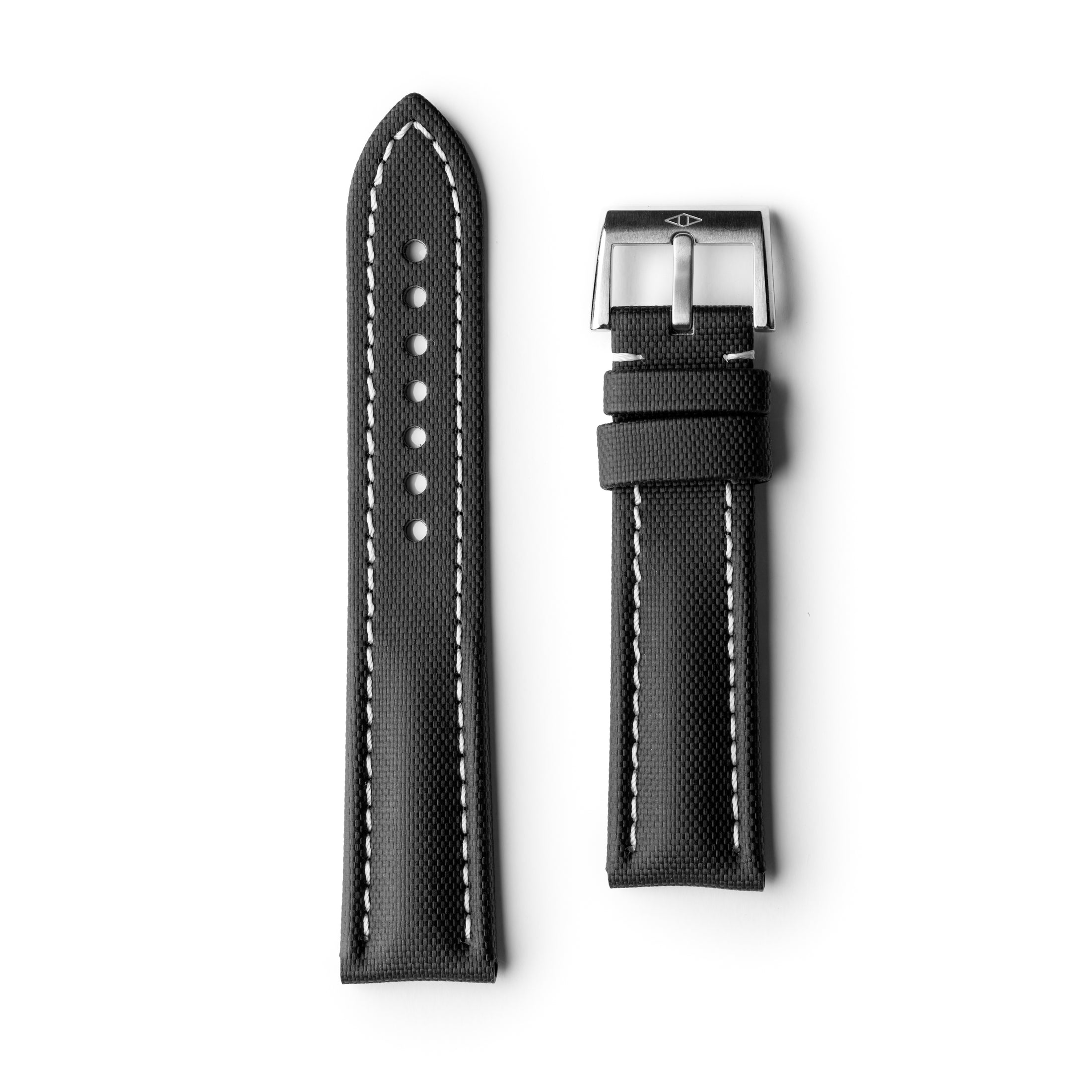 Classic | Black Sailcloth Watch Strap with White Stitching – Artem Straps