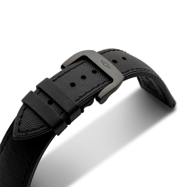 HydroFlex™ Black Hybrid FKM Watch Strap With Black Stitching – Artem Straps