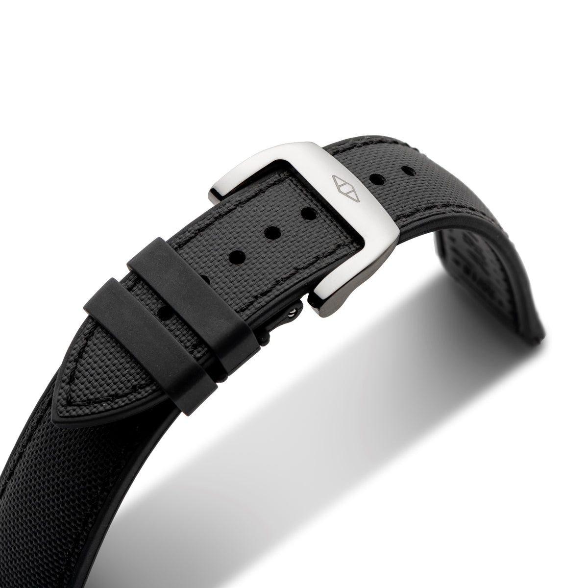 HydroFlex™ Black Hybrid FKM Watch Strap With Black Stitching – Artem Straps