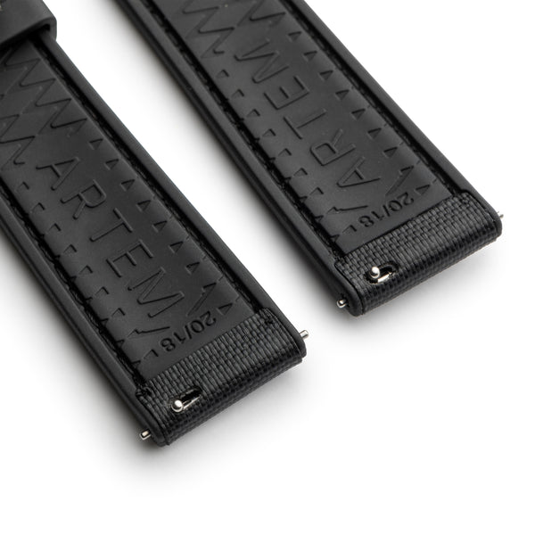 HydroFlex™ Black Hybrid FKM Watch Strap With Black Stitching – Artem Straps