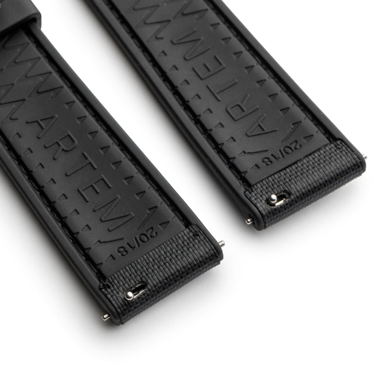 HydroFlex™ Black Hybrid FKM Watch Strap With Black Stitching – Artem Straps