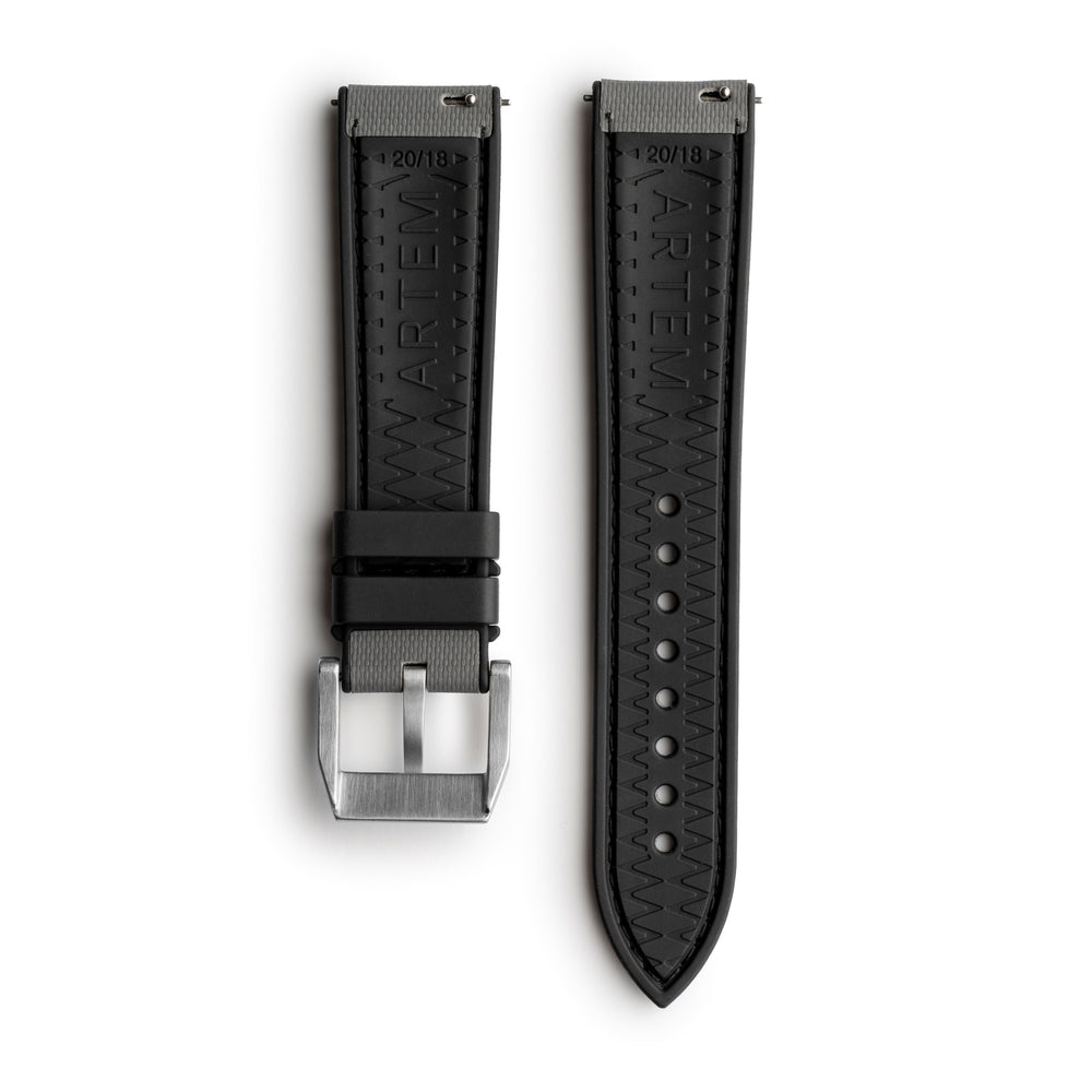 HydroFlex™ Grey Hybrid FKM Watch Strap With Grey Stitching – Artem Straps