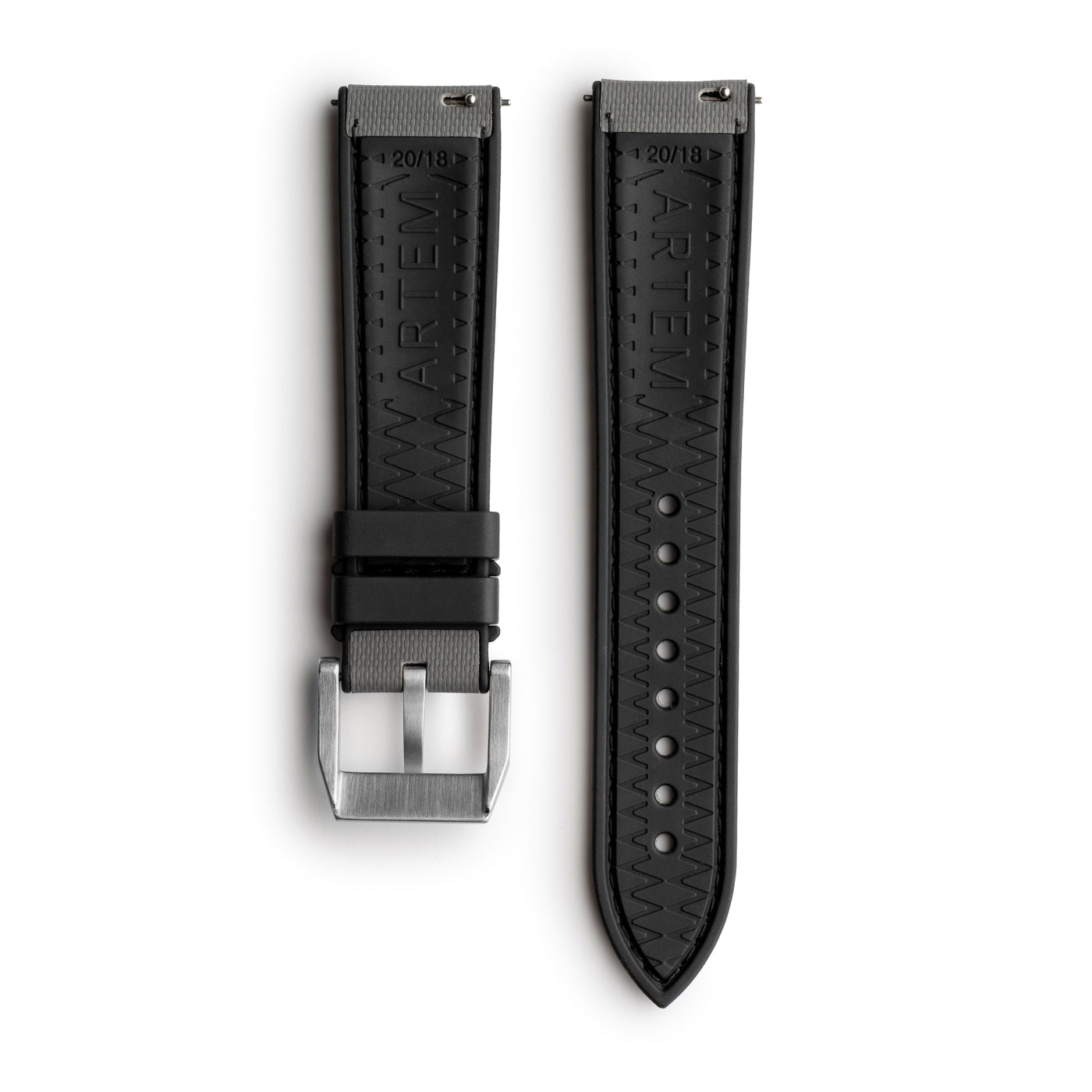 HydroFlex™ Grey Hybrid FKM Watch Strap With Grey Stitching – Artem Straps
