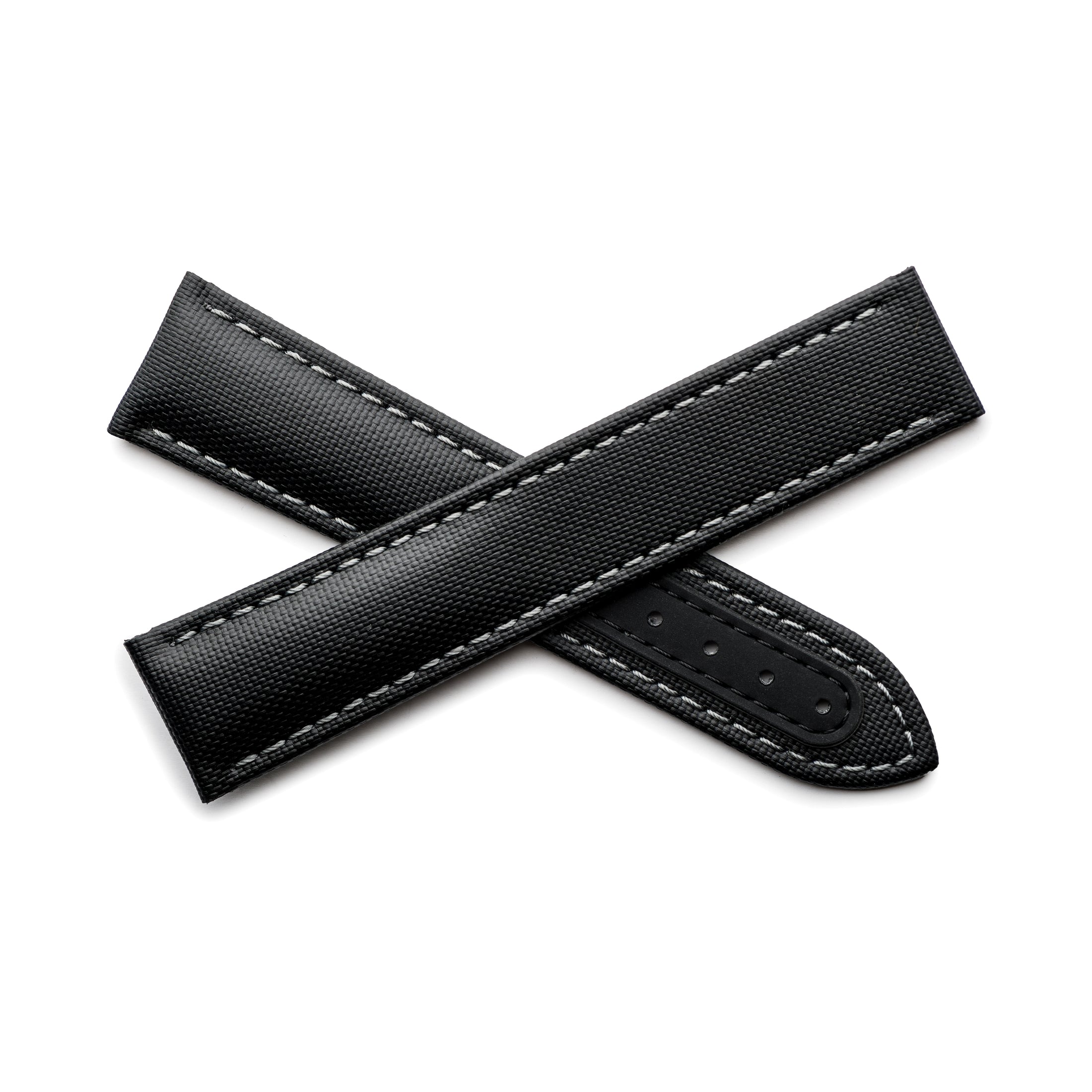 Loop-Less™ Black Sailcloth Watch Strap with Grey Stitching – Artem Straps