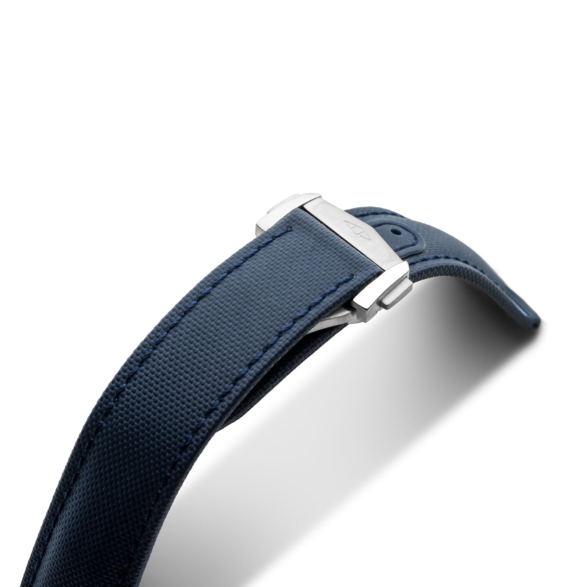 Loop-Less™ Navy Blue Sailcloth Watch Strap with Navy Blue Stitching ...