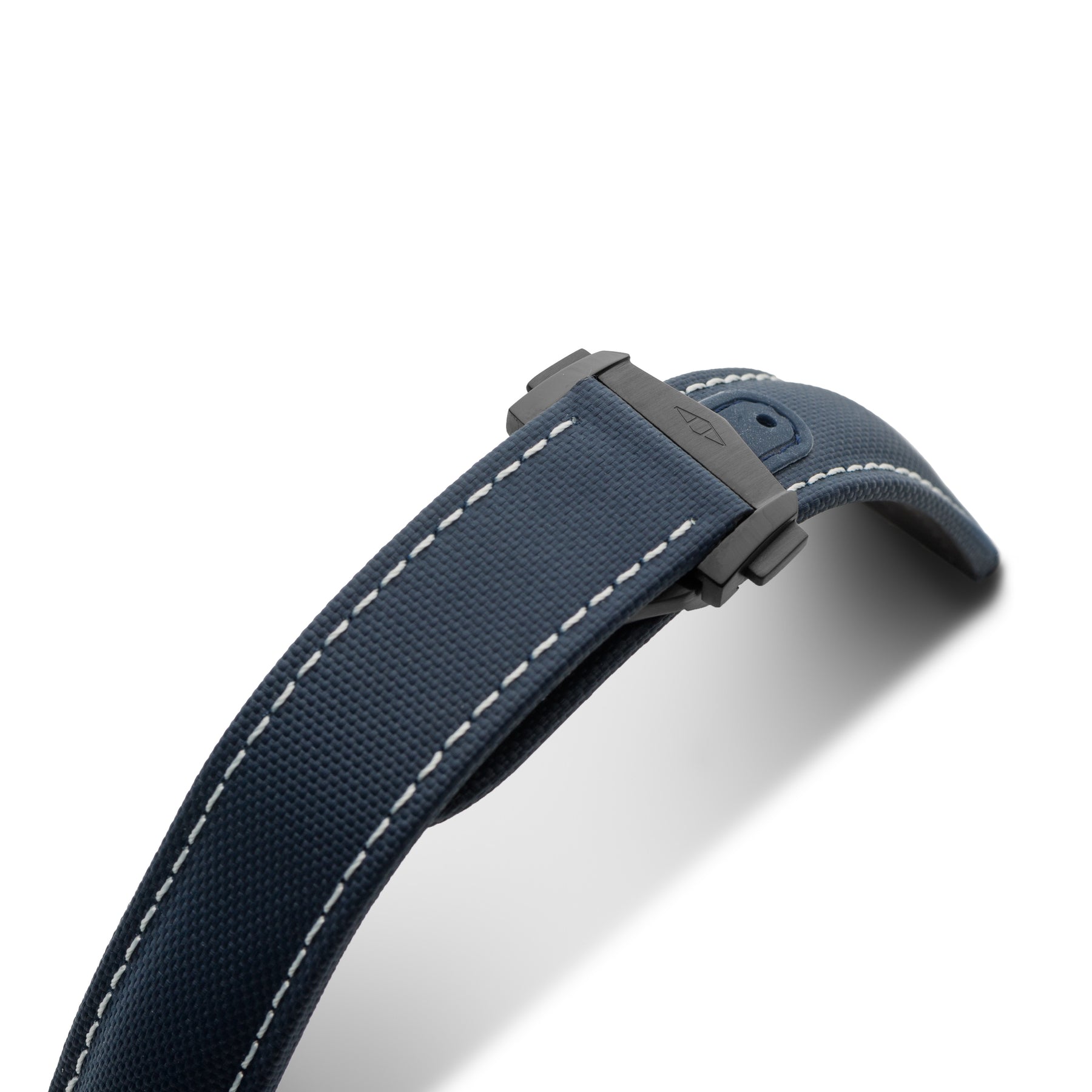 Loop-Less™ Navy Blue Sailcloth Watch Strap with White Stitching – Artem ...