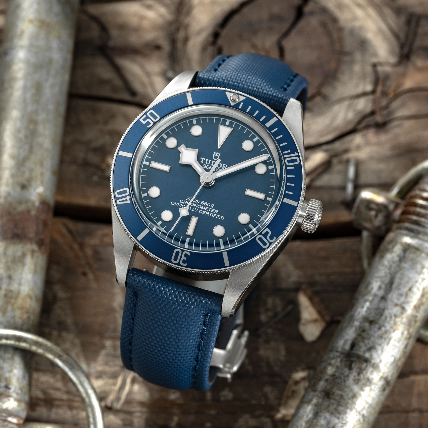 Loop-Less™ Navy Blue Sailcloth Watch Strap with Navy Blue Stitching ...