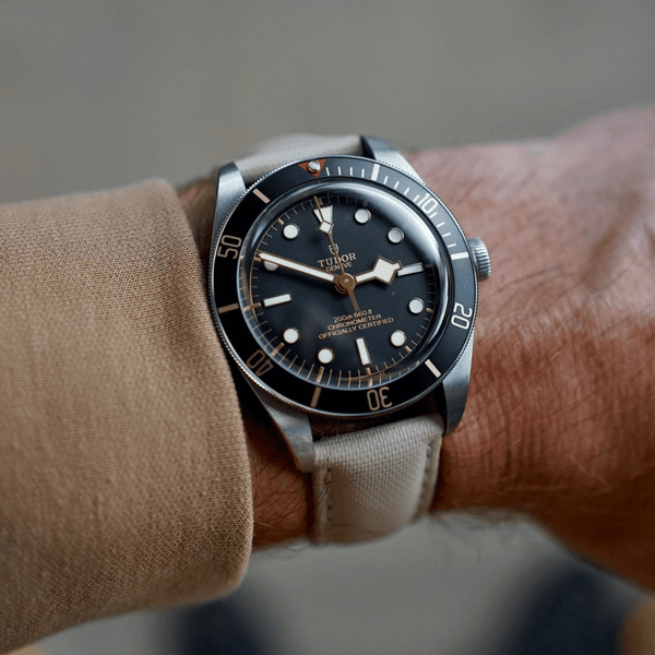 Loop-Less™ Sand Beige Sailcloth Watch Strap with White Stitching ...